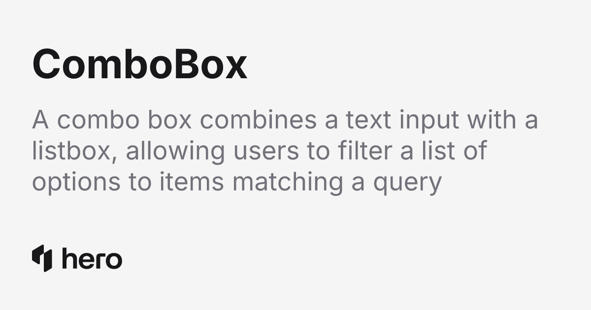 ComboBox | HeroUI v3 (Previously NextUI) - Beautiful by default ...